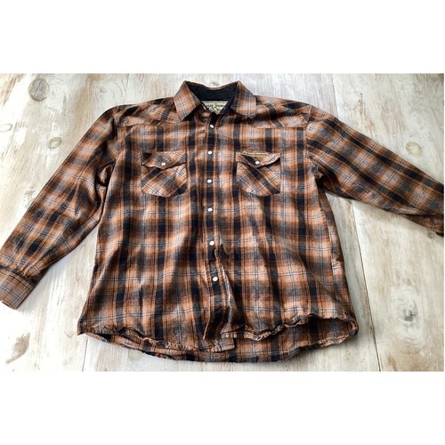 Jesse James Black Brown Western Plaid Flannel Button Up Shirt West ...