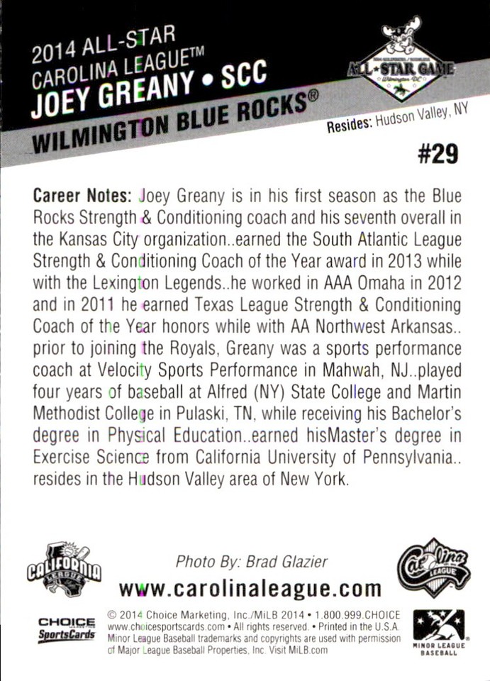 Joey Greany 2014 Choice California League / Carolina All-Star Game #29 ...