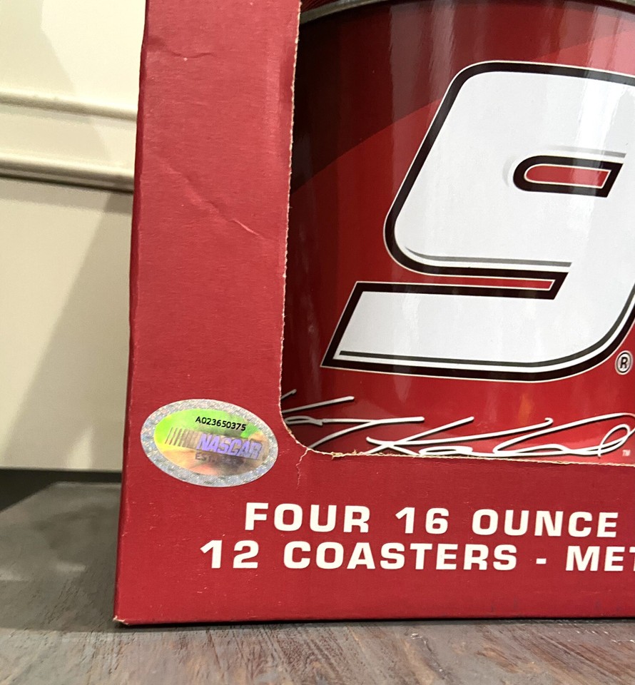 NASCAR Kasey Kahne #9 Bar Drinking Glasses & Ice Bucket Coasters Racing ...