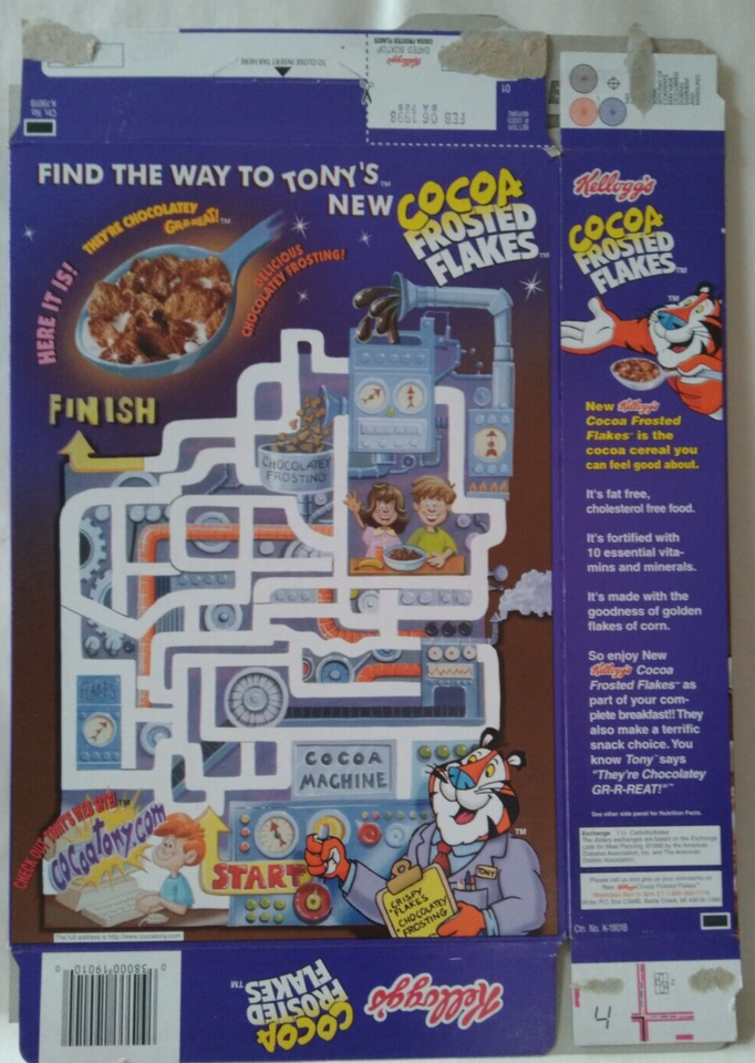 Kellogg's New! Cocoa Frosted Flakes Of Corn Cereal Box 1997 Chocolatey ...