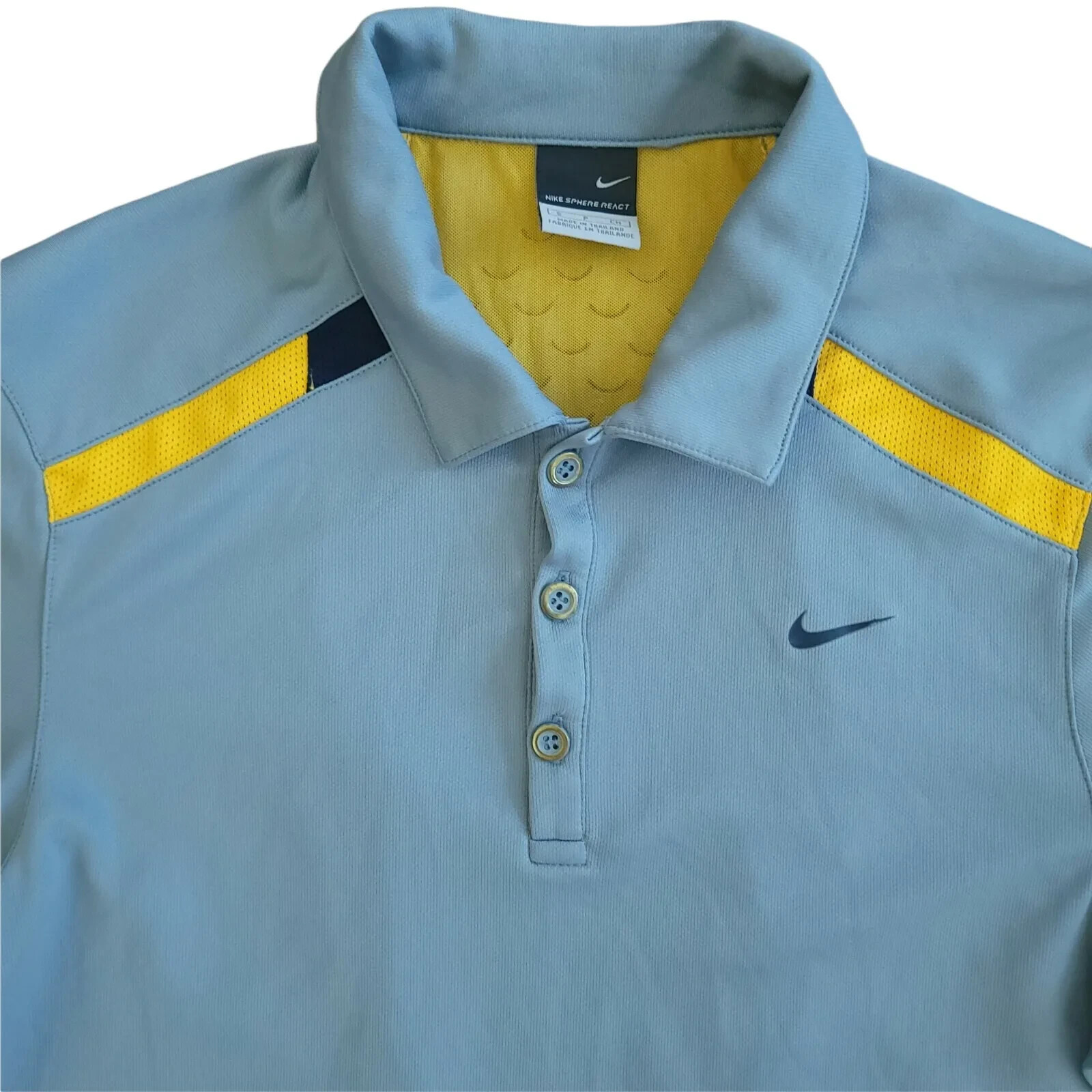 Nike Golf Gray Yellow Sphere React Mens Small Polo Sh… - Gem