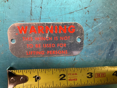 Braden Gearmatic WINCH WARNING PLATE, p/n 23310. SET OF 2 | eBay