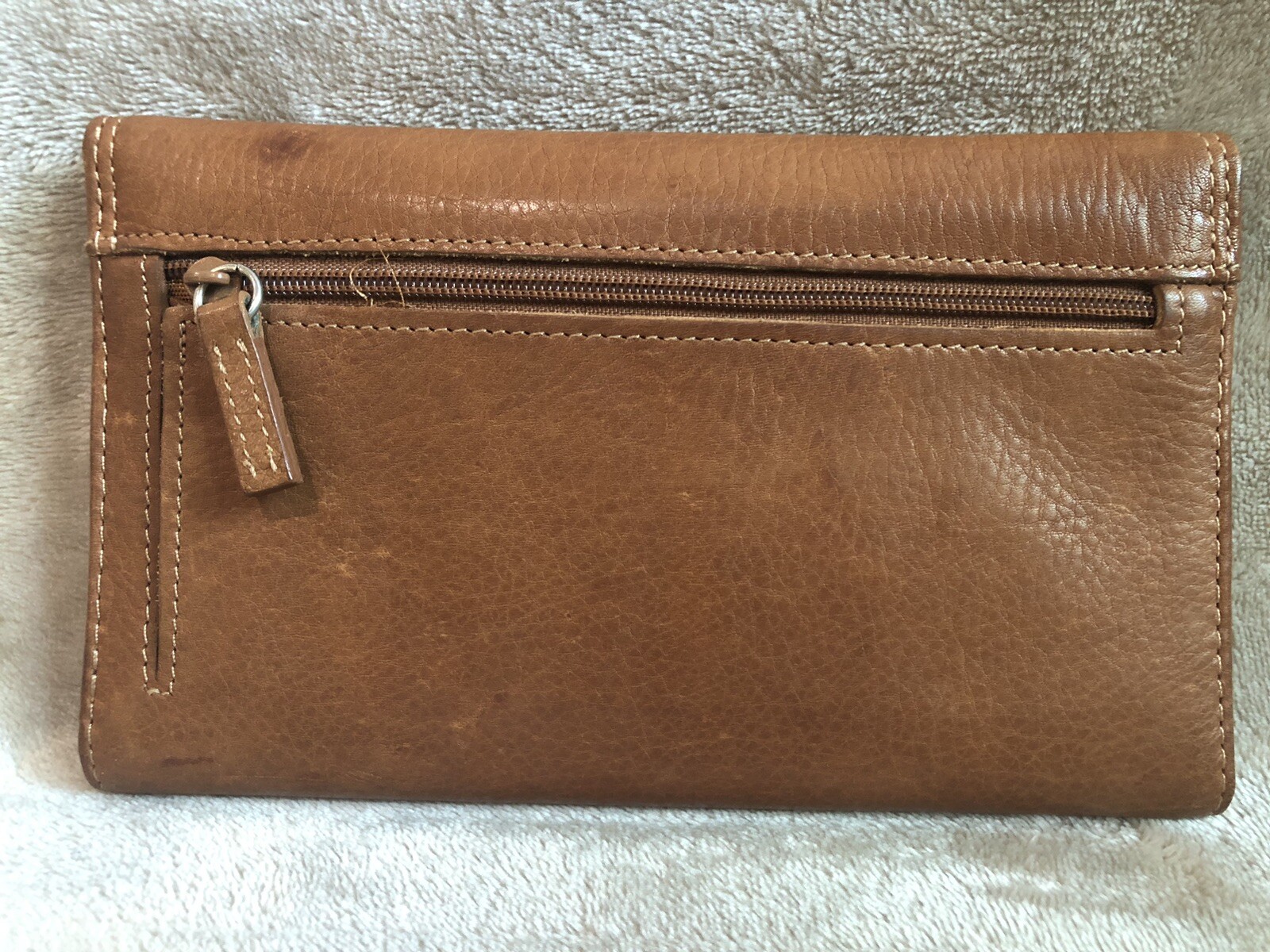 ROLFS Wallet Tri-Fold Checkbook Camel Brown Leather Clutch | eBay