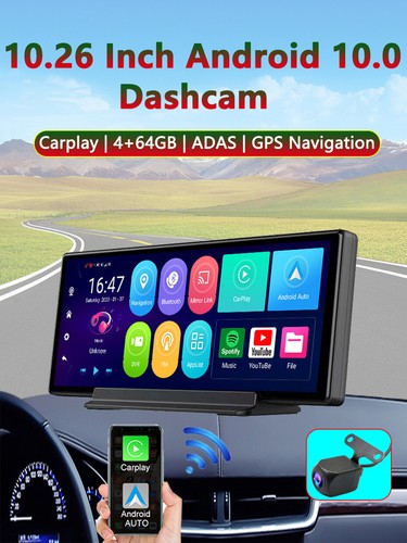 10.26In Car DVR GPS Navigation Carplay Android Auto G-Sensor Dashcam W ...
