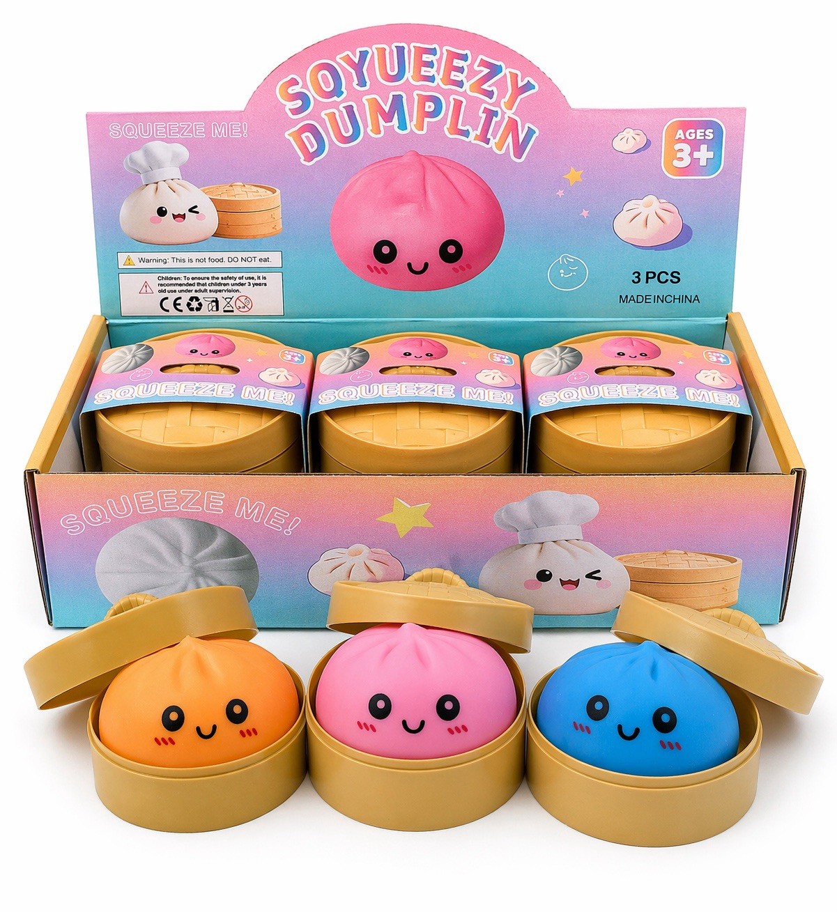 3pc Squeezy Dumpling Squishy 9cm Cute Mystery Bun TikTok Toy | eBay UK