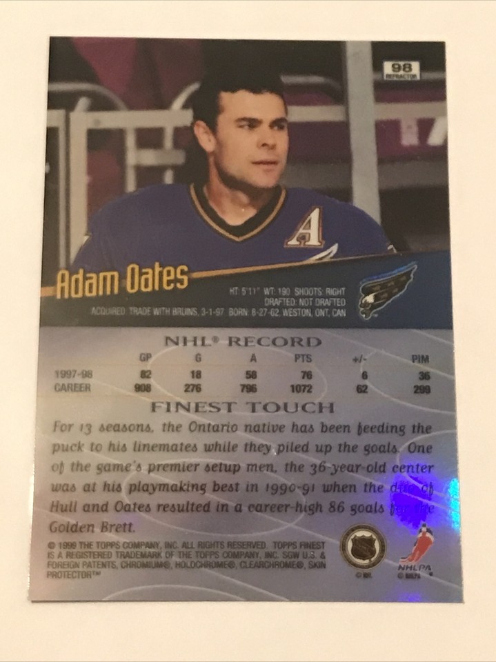 1998 finest adam oates refractor #98 hockey card | eBay