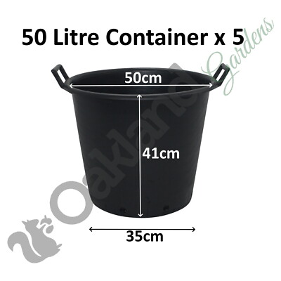5 x 50 Litre Plant Tree Pot With Handles Heavy Duty 50L Lt Big Large ...