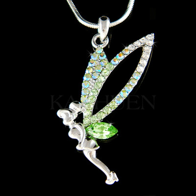 Vert Fée Clochette ~ Avec Cristal Swarovski Tinker Clochette Fairy Ange ...