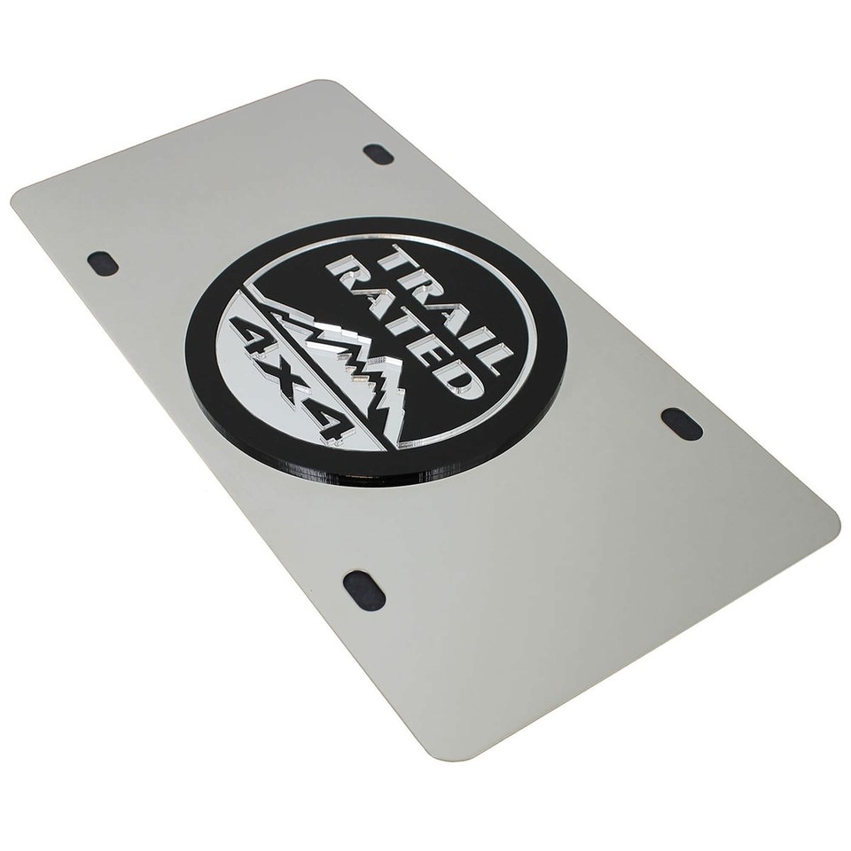 Jeep Trail Rated Logo On Polished Stainless Steel License Plate (Chrome ...