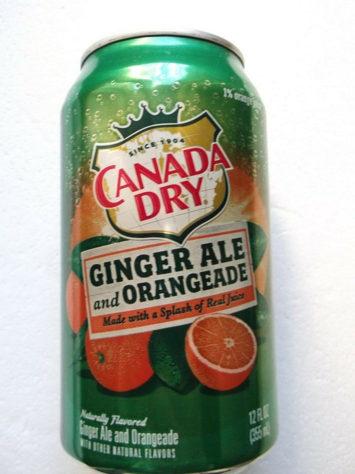 CANADA DRY GINGER ALE and ORANGEADE 2019 USA empty can 355ml top opened ...