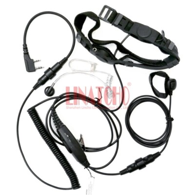 Walkie Talkie VOX Soft Neck Throat MIC Field Operation Radio Headset K ...