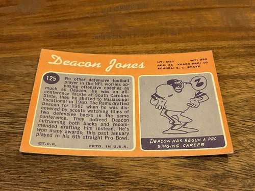 1970 Topps Football Card #125 Deacon Jones Los Angeles Rams EX ++ | eBay