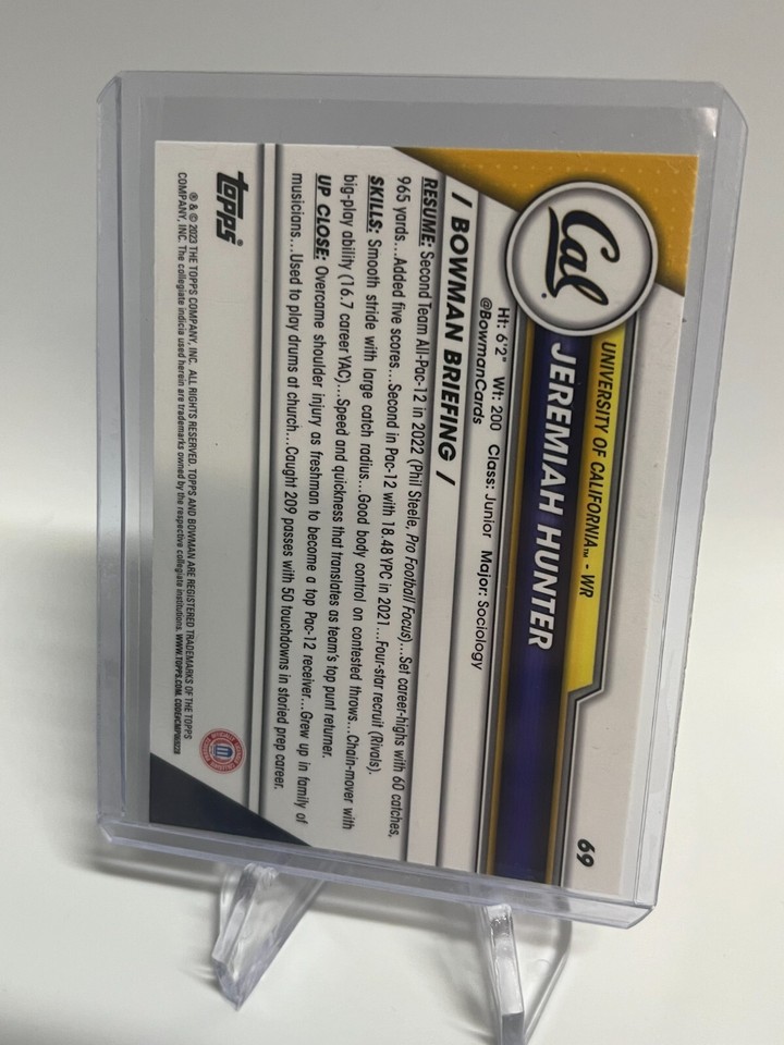 2023 Bowman U Football Sapphire Jeremiah Hunter California Bears Cal ...