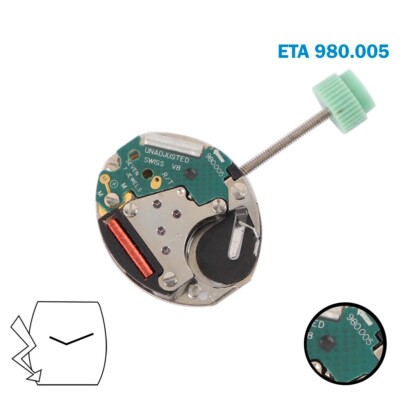 ETA 980.005 Swiss Quartz Watch Movement, 2 Hands, 7 Jewels. | eBay
