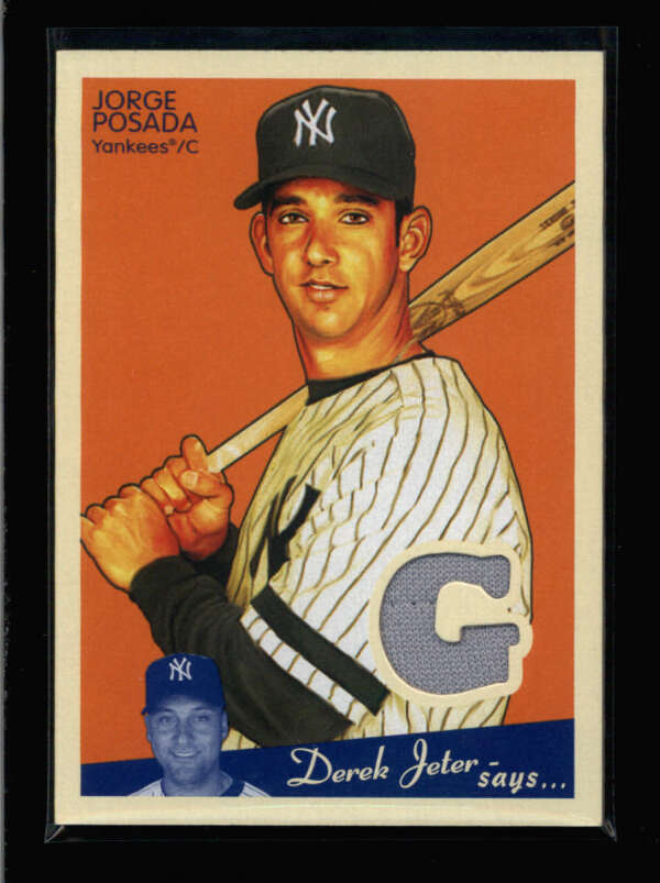 JORGE POSADA 2008 UPPER DECK GOUDEY GAME USED WORN JERSEY AZ6799 | eBay
