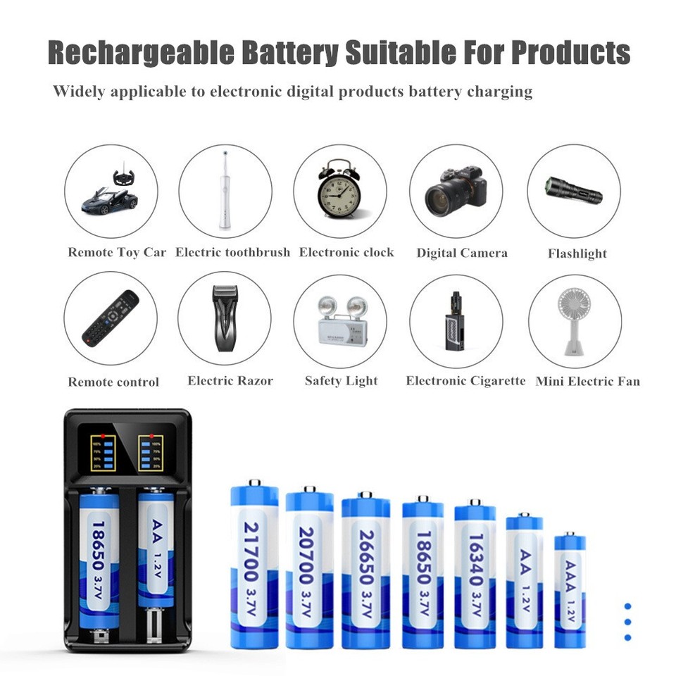 USB Battery Charger LED Display Li-ion Ni-MH Ni-CD 14500 18650 32650 AA ...