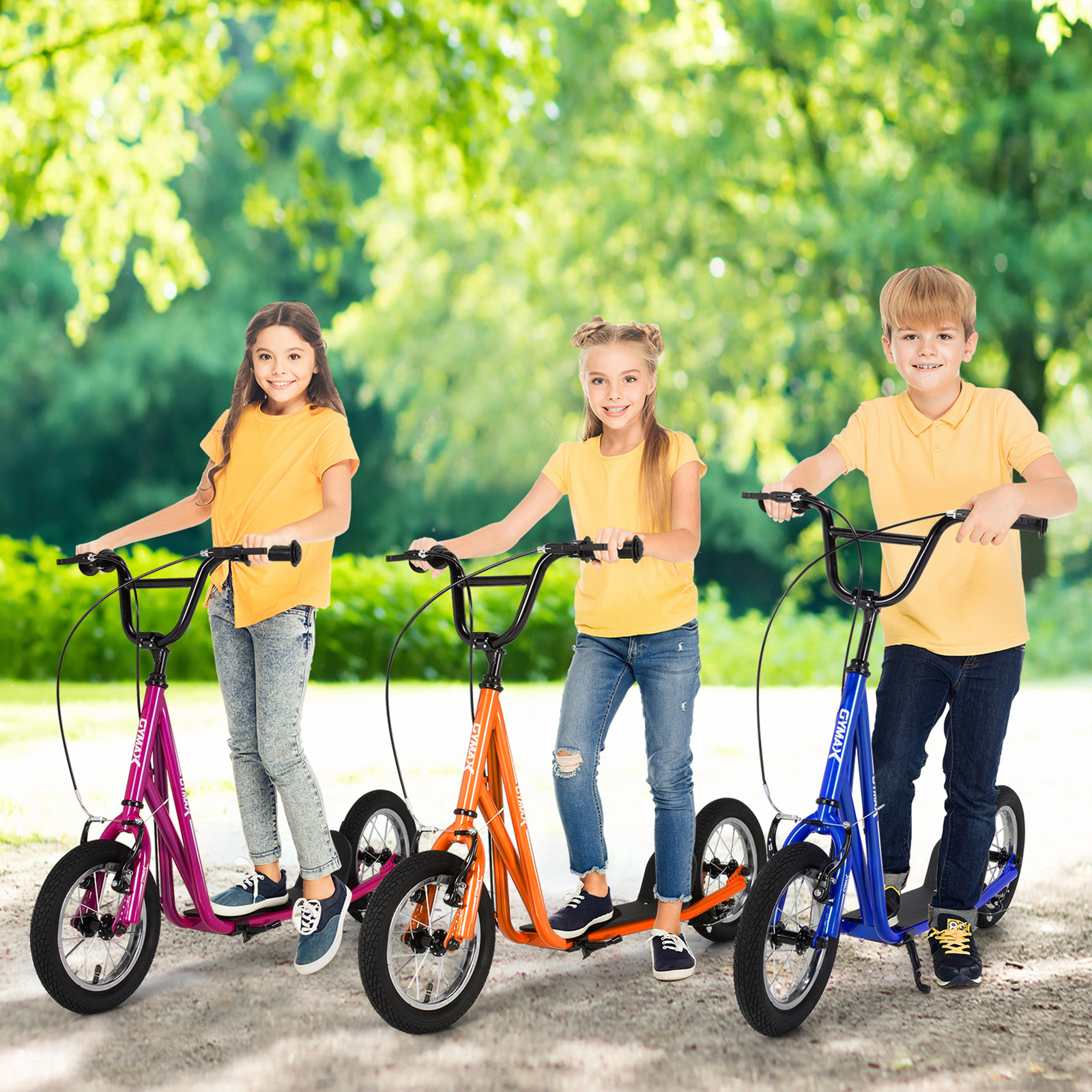 Kick Scooter Carbon Steel Frame W/12" Air Filled Wheel Youth Kids Navy ...