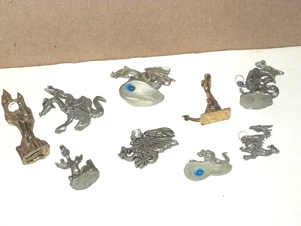 lot 9 Vintage Mini Fantasy Figurines w/Gem Mini wizard dragon fairy ...