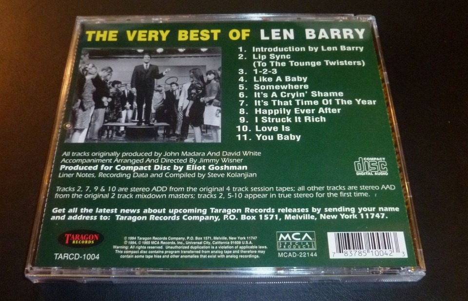 LEN BARRY "The Very Best Of Len Barry" (CD 1994) 11-Tracks ***GREAT ...