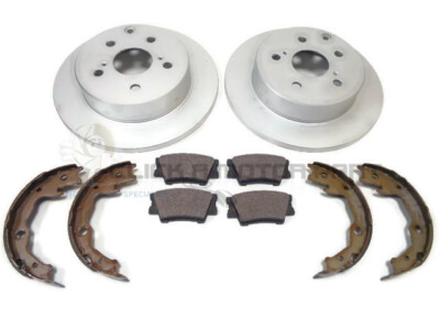 REAR 2 BRAKE DISCS AND PADS & HANDBRAKE SHOES SET FOR TOYOTA RAV4 RAV 4 ...