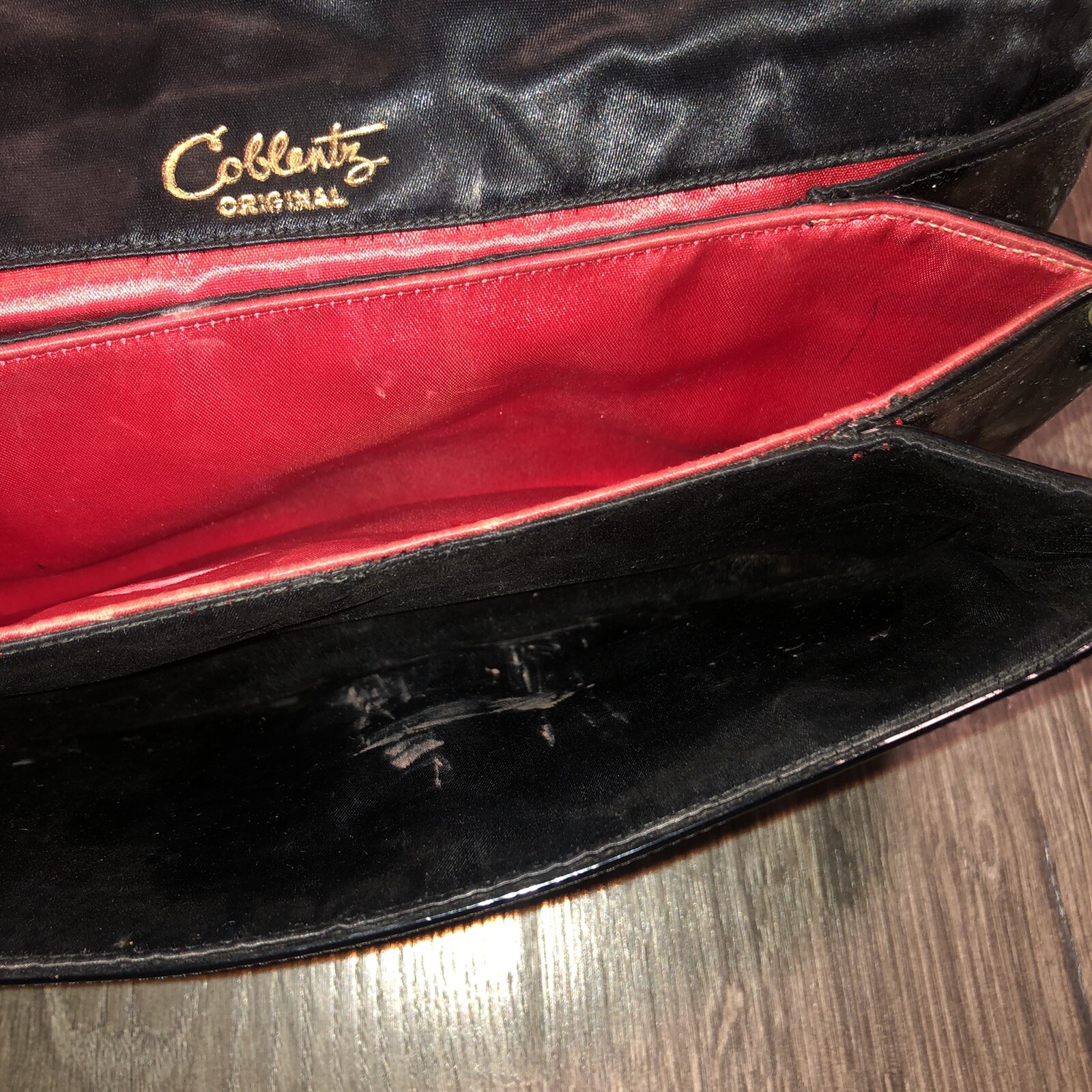 VINTAGE COBLENTZ ORIGINAL PATENT LEATHER SATIN EVENIN… - Gem