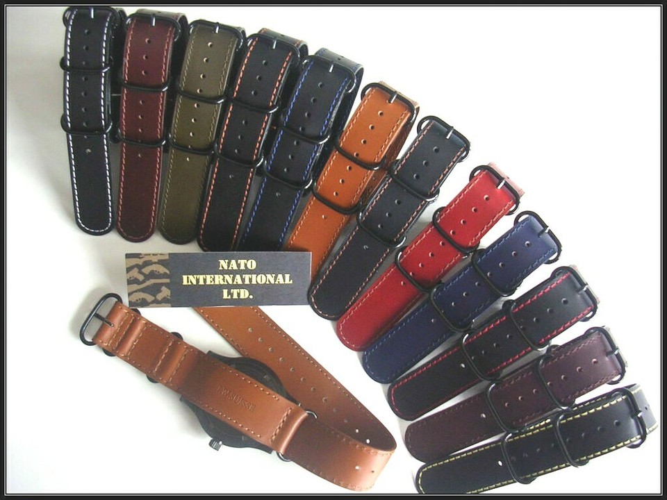 NATO ® strap UTC Shell Oily leather watch band G10 Military RAF pilot ...