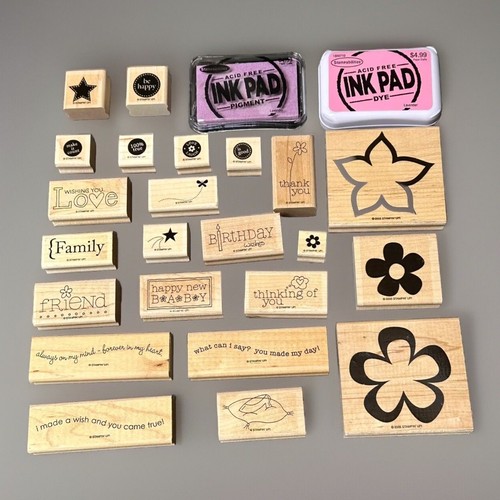Lot of 23 Stampin UP Wood Stamp Stamps Mounted Rubber Mixed Themes ...