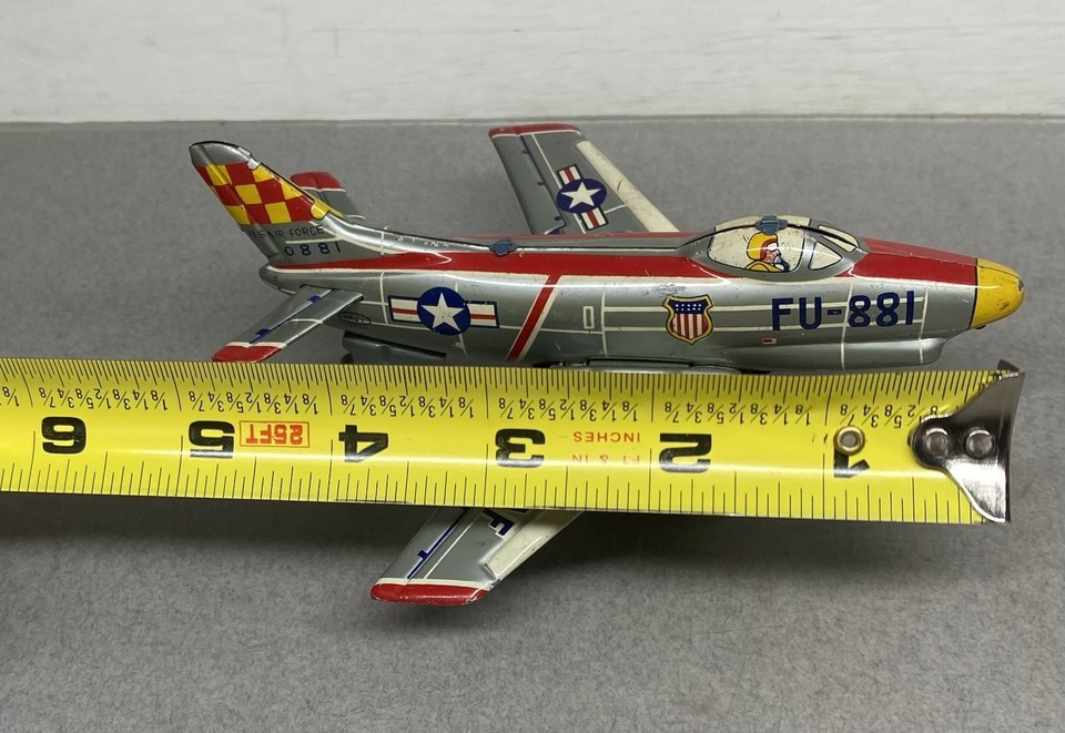 Vintage Haji USAF Air Force Toy Friction Jet Plane ~ FU-881 ~ Tin Litho ...