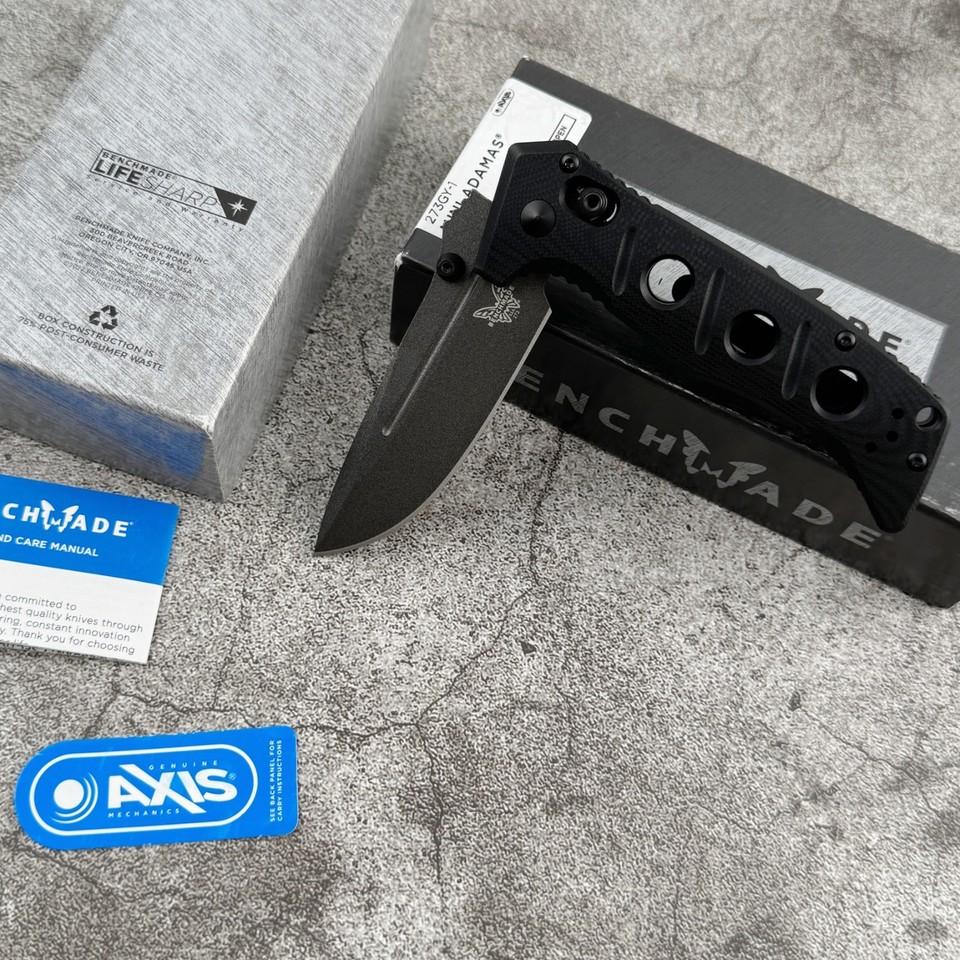 Benchmade 273GY-1 Mini Adamas/BLACK G10/Black Handle Gray Blade Folding ...