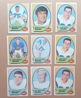 1970 Topps Los Angeles Rams -9 card lot Deacon Jones Roman Gabriel Jack ...