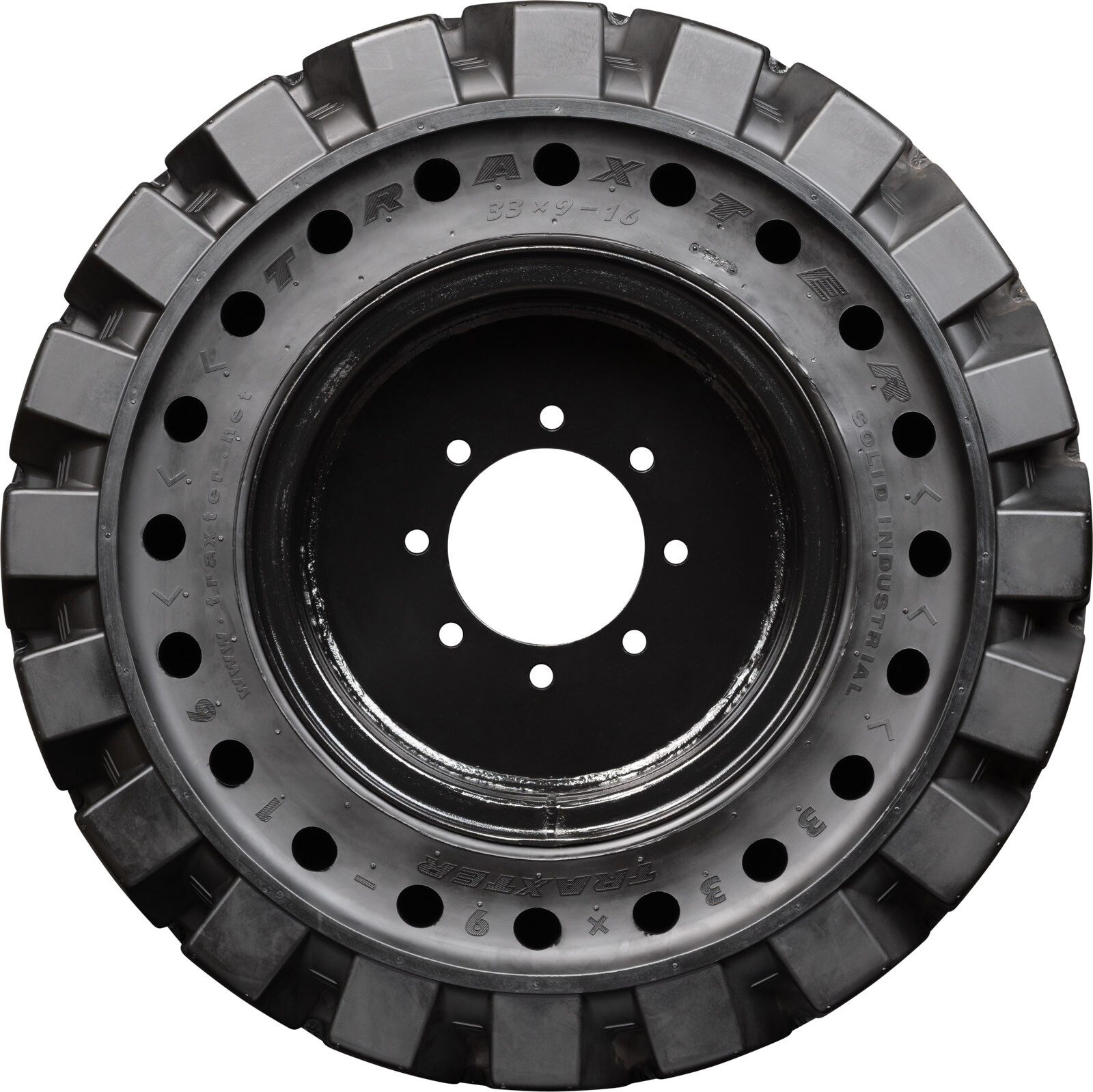 12-16.5 (33x12-20) SET OF FOUR Solid Skid Steer Tires With Rim - CAT ...