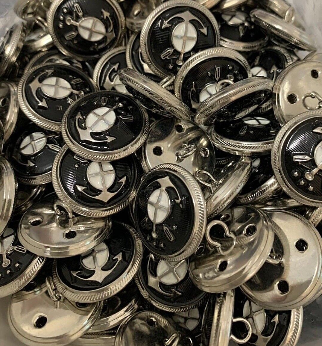Military Navy Anchor Sewing buttons, Black & Silver Colour 25mm or 18mm ...
