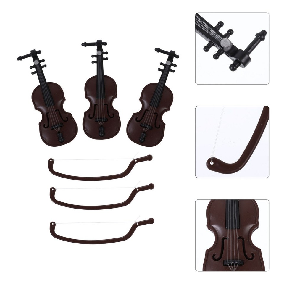 3pcs Mini Violin Ornament Plastic Lifelike Violin Mini House Instrument ...