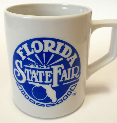 Vintage Florida State Fair Souvenir Coffee Mug Cup Blue White | eBay