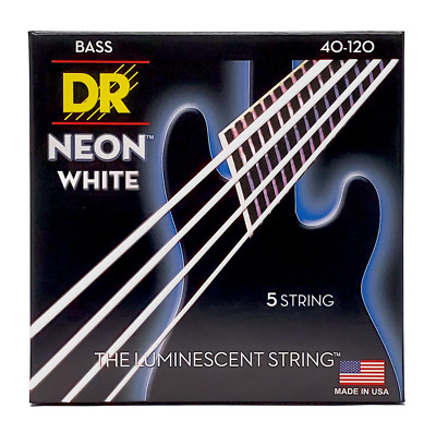 DR Strings HI-DEF NEON WHITE Bass Strings: 5-String Light 40-120 [NWB5 ...