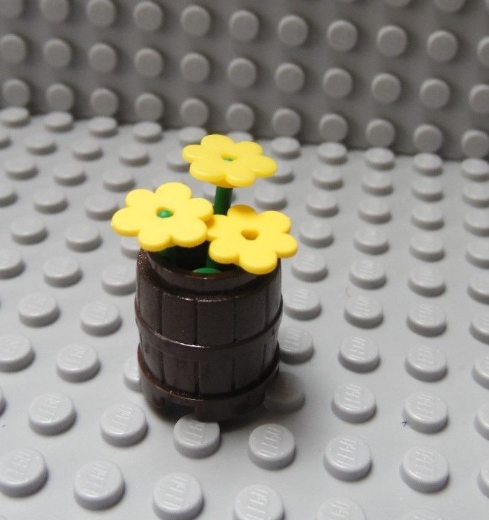 NEW Lego Minifig FLOWER POT Barrel with Yellow Flowers | eBay