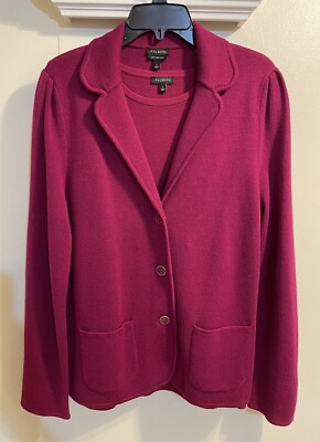 Talbots Burgundy Wool Cardigan And Sleeveless Top Twin Set Size L | eBay