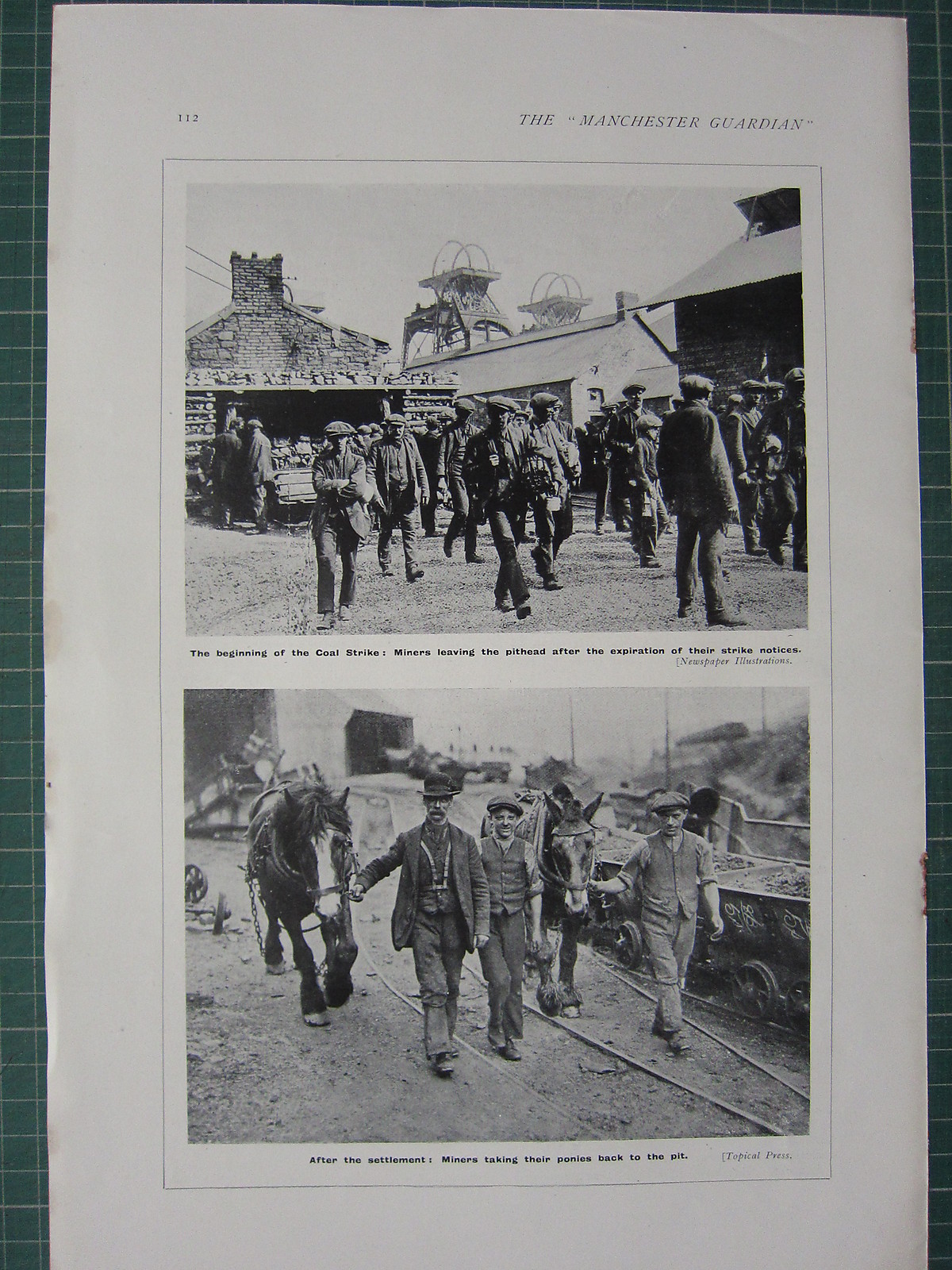 1915 WWI WW1 PRINT ~ COAL STRIKE EXPIRATION OF NOTICES ~ MINERS PONIES ...