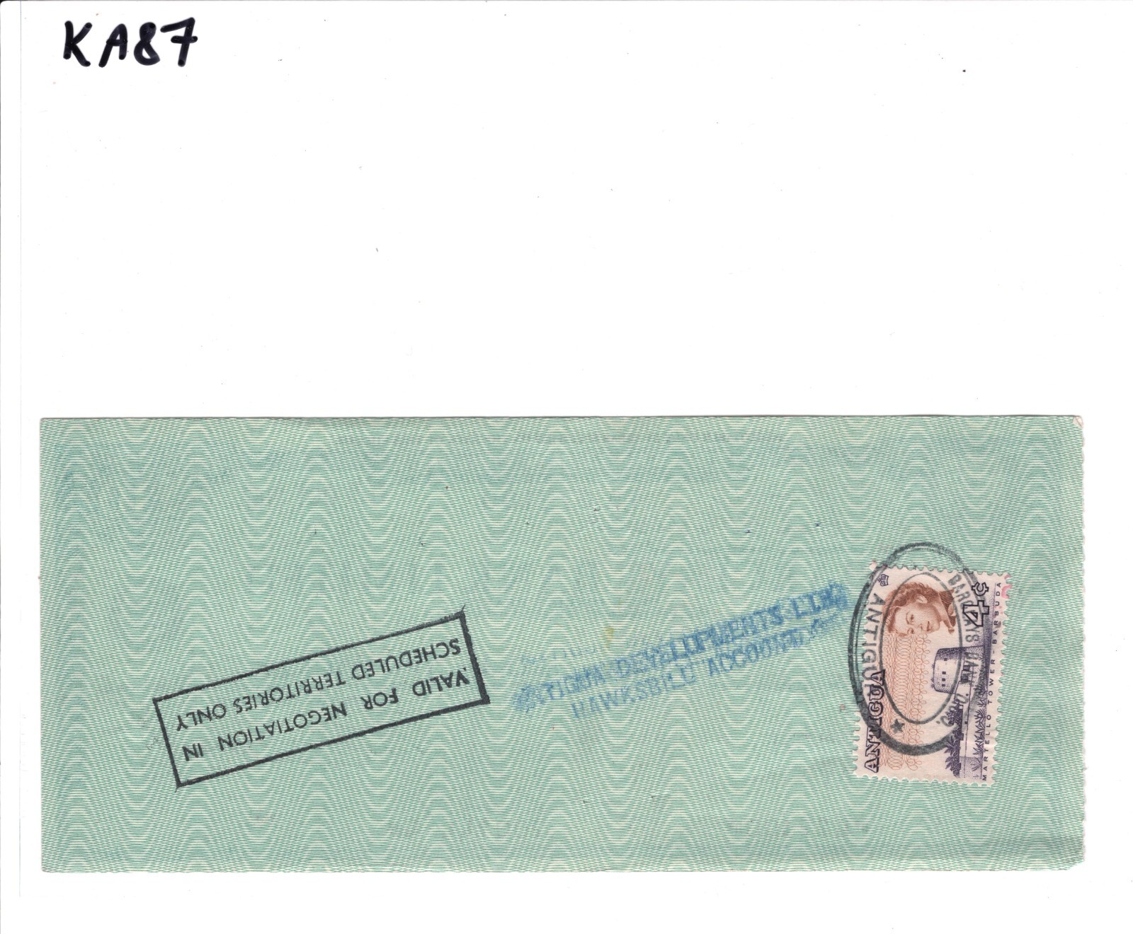 GB TRAVELLER'S CHEQUE £10 Barclays Bank ANTIGUA 4c Postage Stamp 1967 ...
