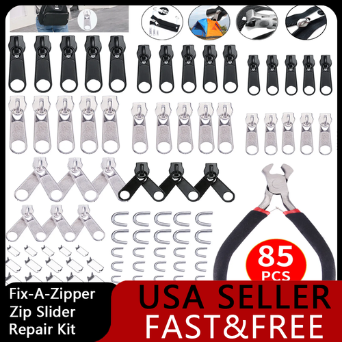 Fix-A-Zipper Kit 85Pcs Instant Replacement Slider & Repair Tools US ...