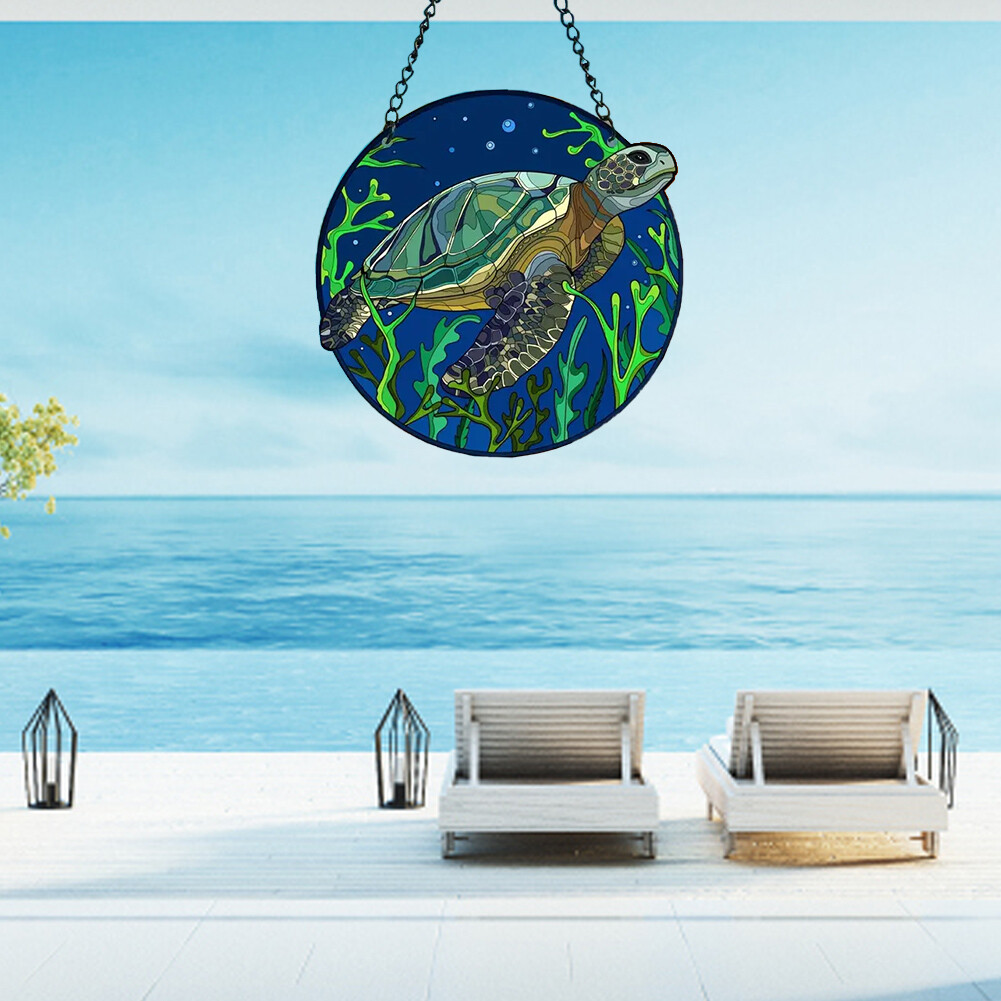 Home Decoration Panel Deep Sea Turtle Window Panel Hanging Sun Catcher ...