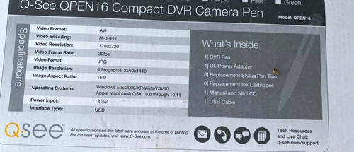 Q-See Qpen16 Compact DVR Camera Pen - Pink New Sealed | eBay