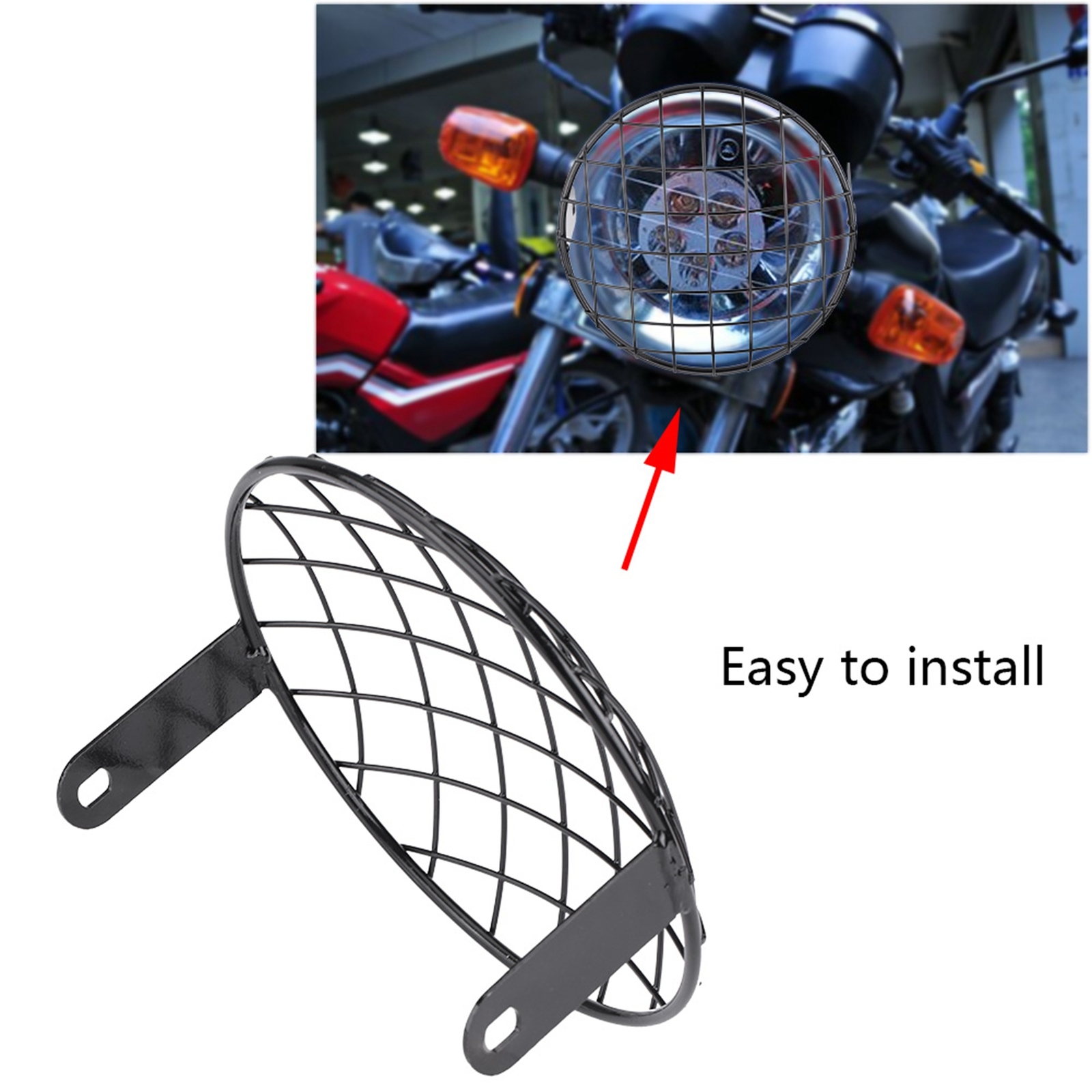 Car Auto Motorcycle 7 Headlight Mesh Grill Side Mount Cover Mask For ...