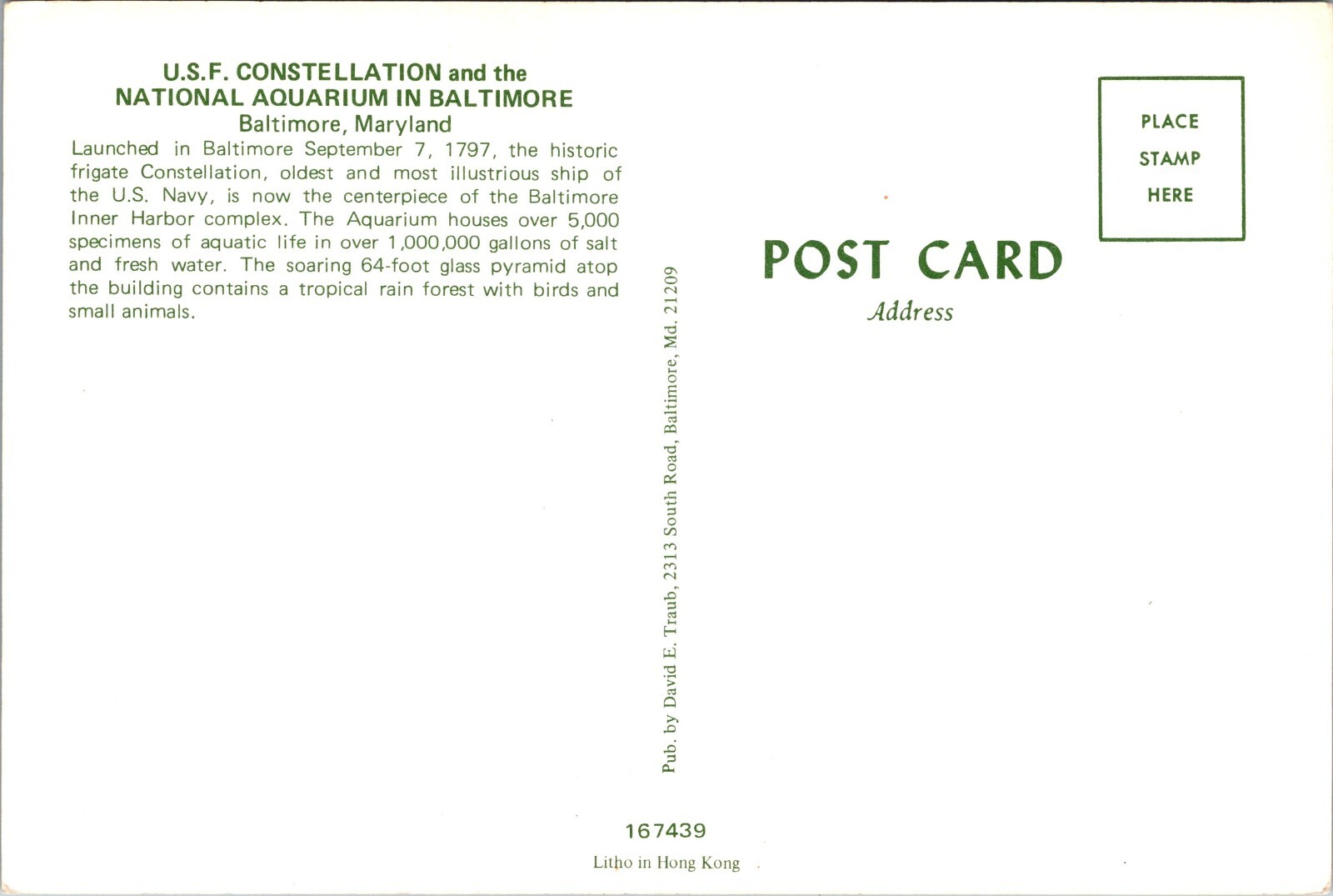 Postcard Baltimore Maryland USF Constellation And National Aquarium | eBay