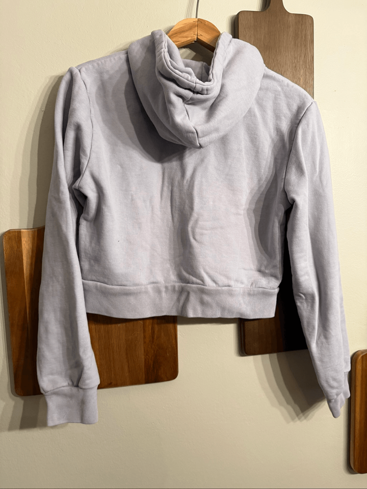 John Galt Crystal Light Blue Long Sleeve Full Zip Hooded Cropped Jacket ...