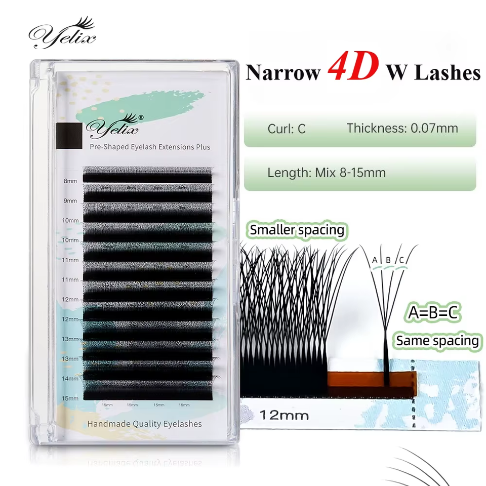 Narrow 4D W Shape Automatic Blooming Prefabricated Eyelash Extensions ...
