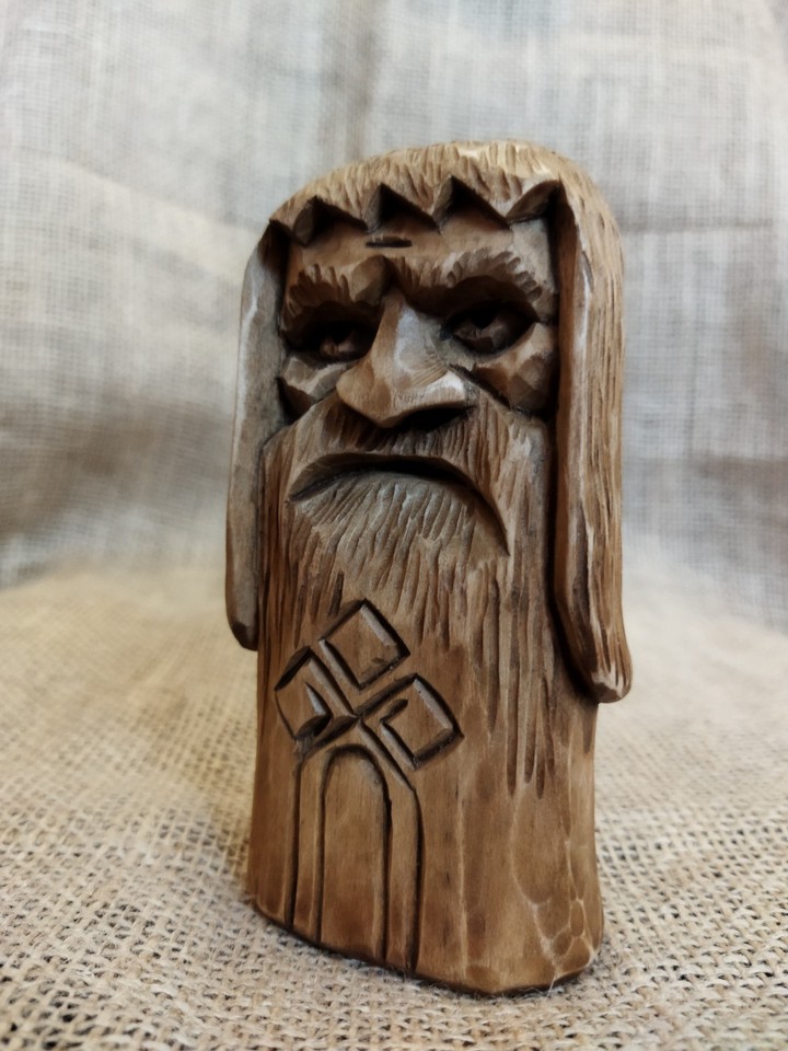 Chur God Statue, Hand Carved Wooden Slavic Protector of Home and ...