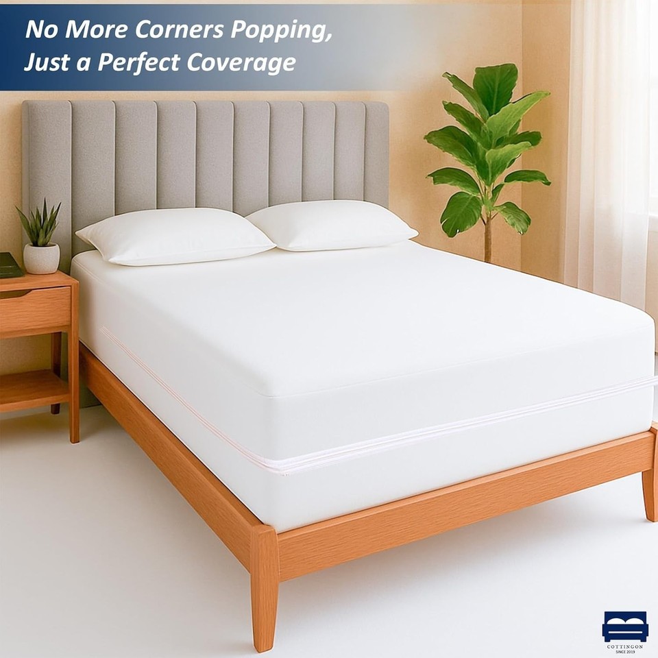Ziped Waterproof Mattress Protector Encasement Anti Bed Bug Total Zip ...