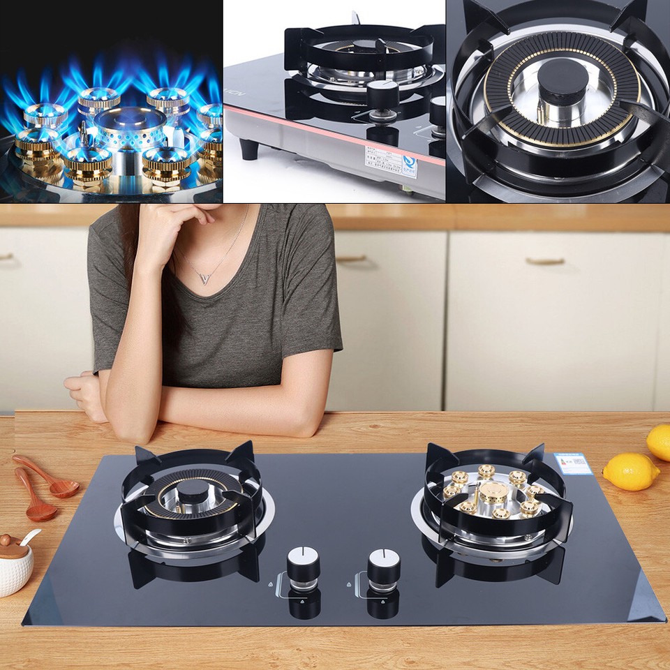 Gas Cooktop Stove Top Kitchen 2 Burners Tempered Glass LPG/NG Gas Stove ...