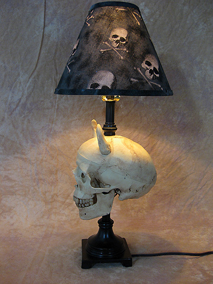 Desk Lamp w/ Devil Skull and Bone Shade Halloween Prop Skulls NEW | eBay